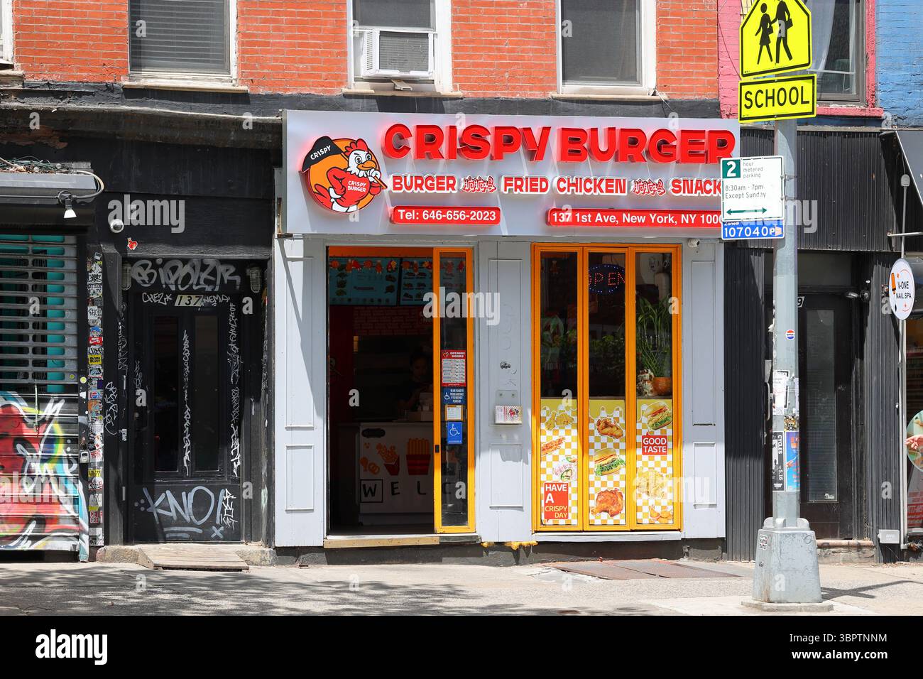 Crispy Burger 脆脆鸡, 137 1st Ave, New York, NYC storefront of a fried ...