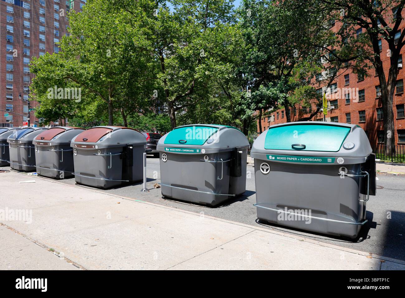 Brown, and Green Empire Bins for Compost, and Mixed Paper outside a ...