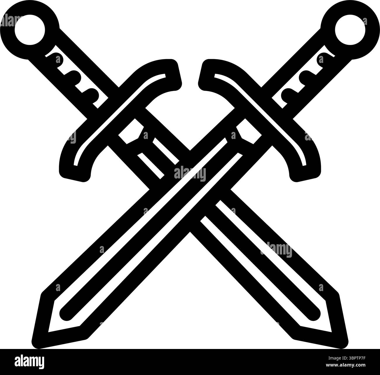 crossed swords heraldic line icon vector illustration Stock Vector ...