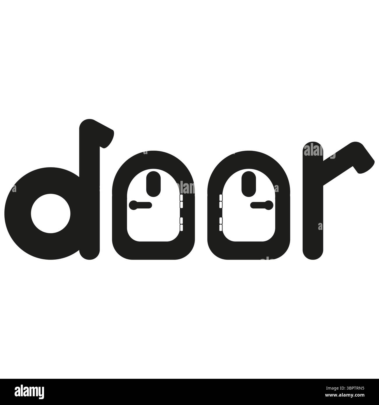 Playful door lettering. Letters as door shapes. Knobs and latches ...