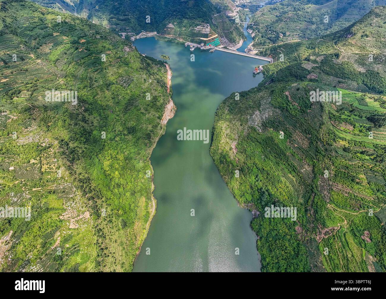 Aerial view of Jiayan Reservoir, the largest comprehensive large-scale ...