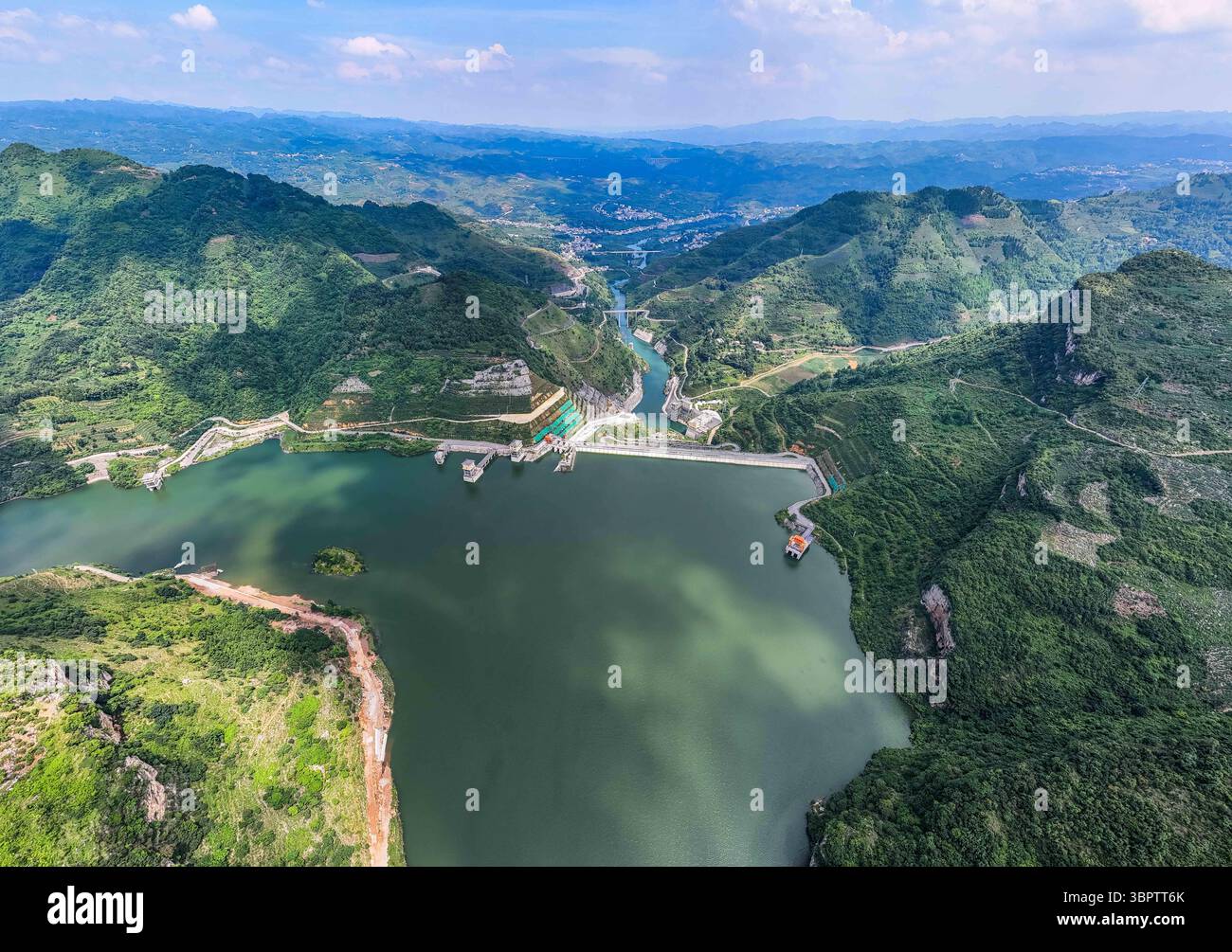 Aerial view of Jiayan Reservoir, the largest comprehensive large-scale ...