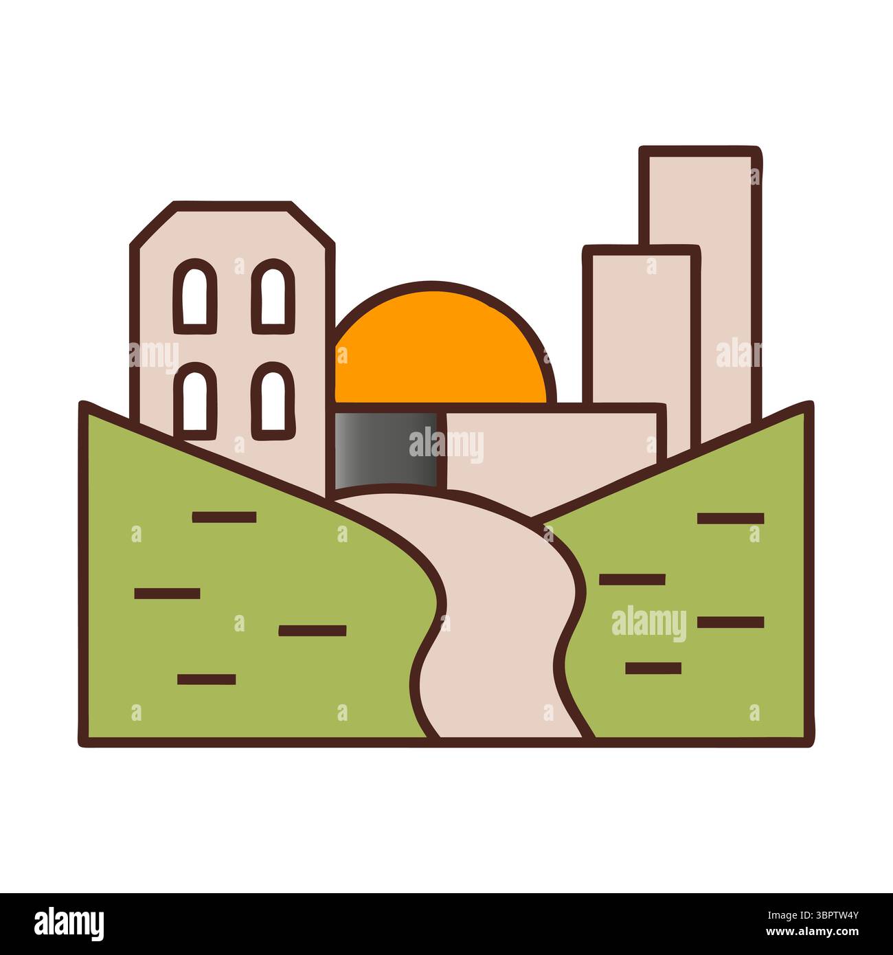 Cityscape urban panorama. Building town view. Sunset city skyline ...