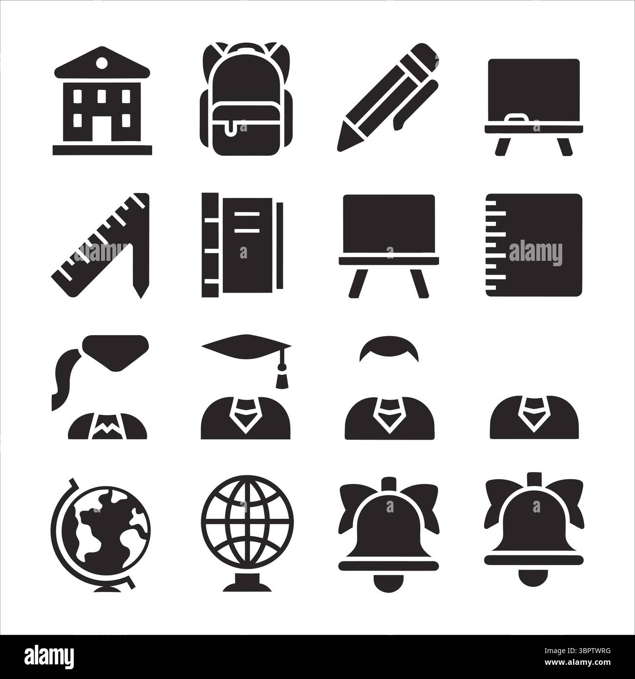 School building backpack pencil blackboard ruler book easel globe ...