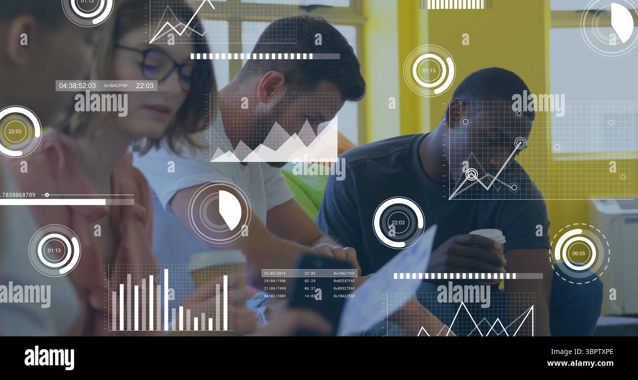 Analyzing four coworkers collaborating at office meeting table, with ...