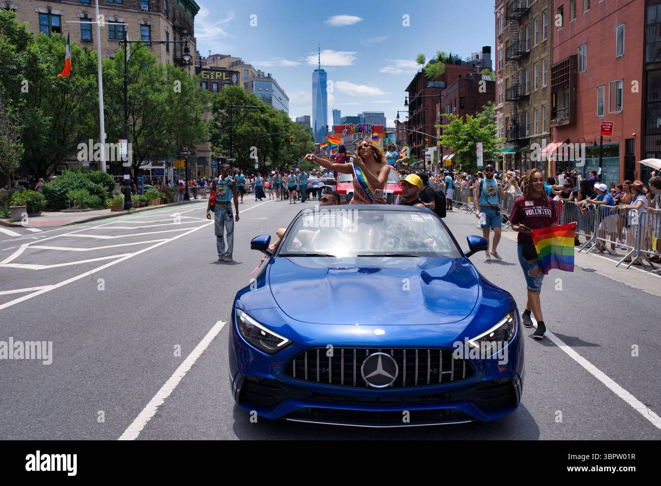 Woman drives car convertible through hi-res stock photography and ...