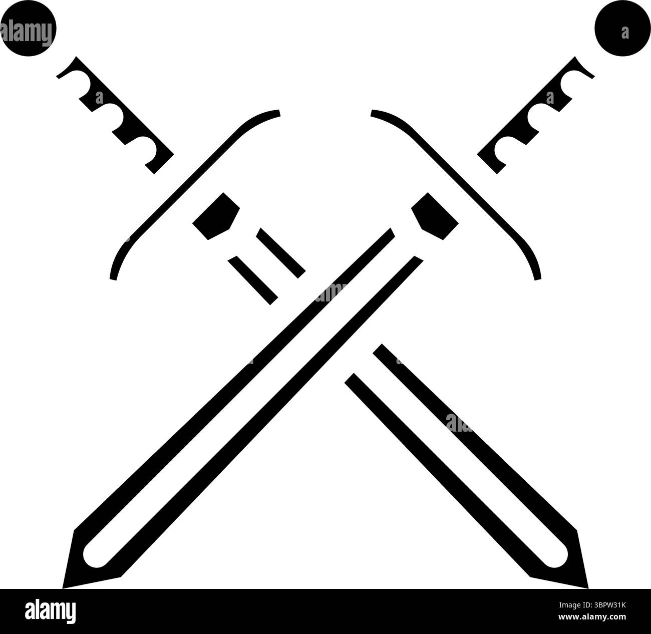 crossed swords heraldic glyph icon vector illustration Stock Vector ...