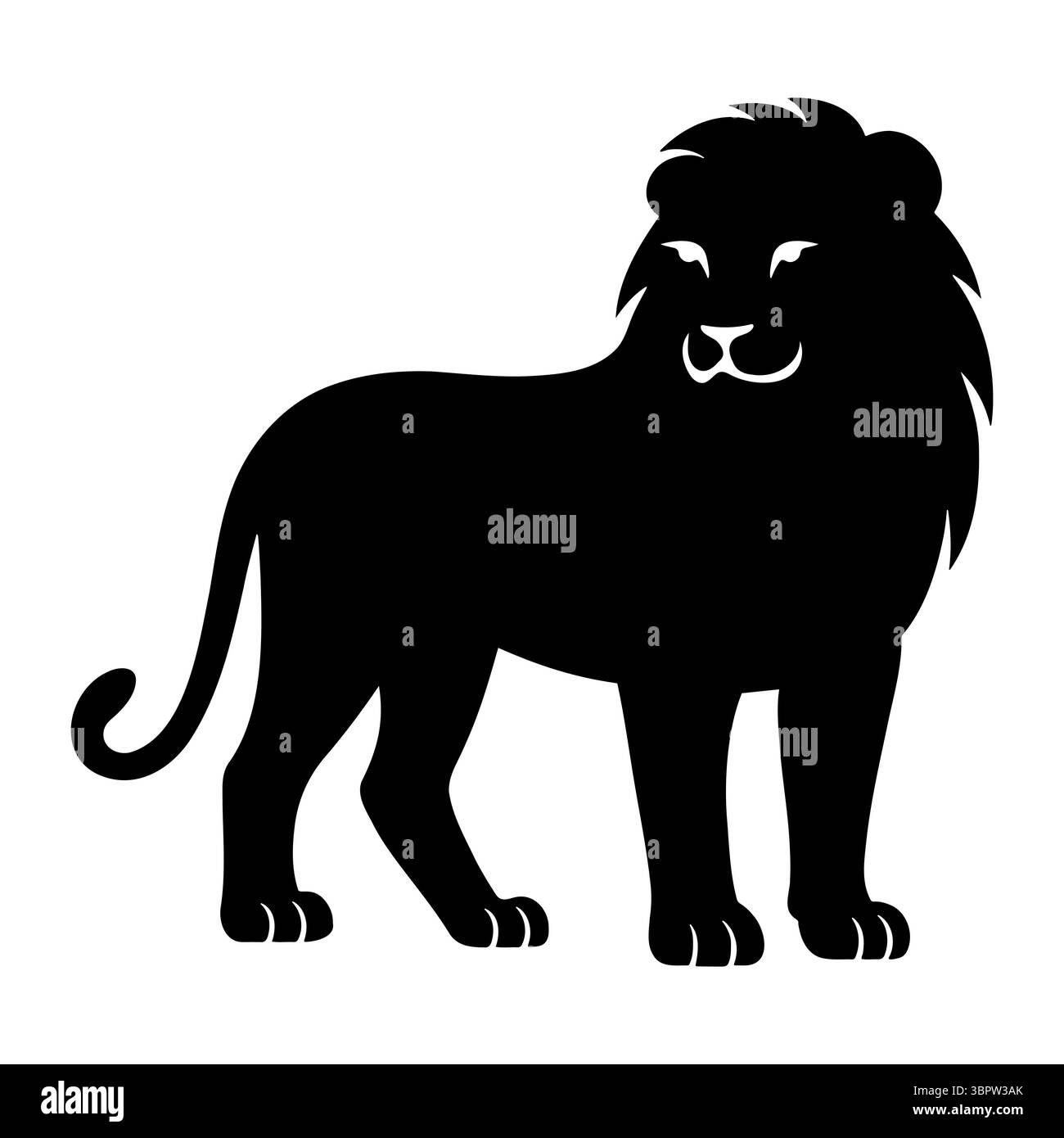 Lion silhouette standing with front looking view 1 Stock Vector Image ...