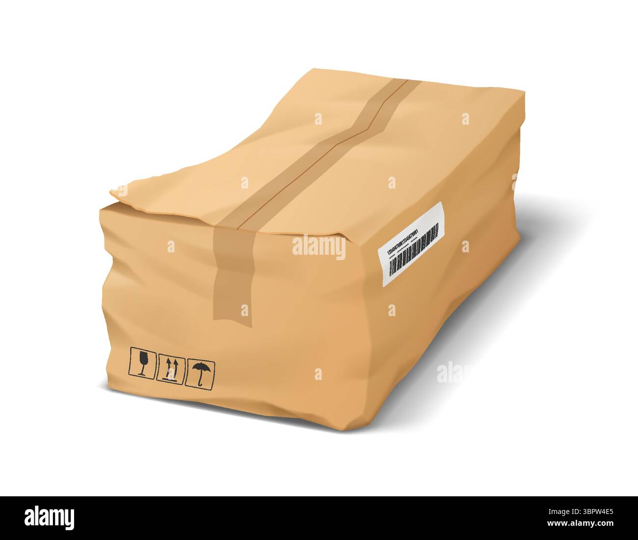 Realistic illustration of a crumpled paper package with protective ...