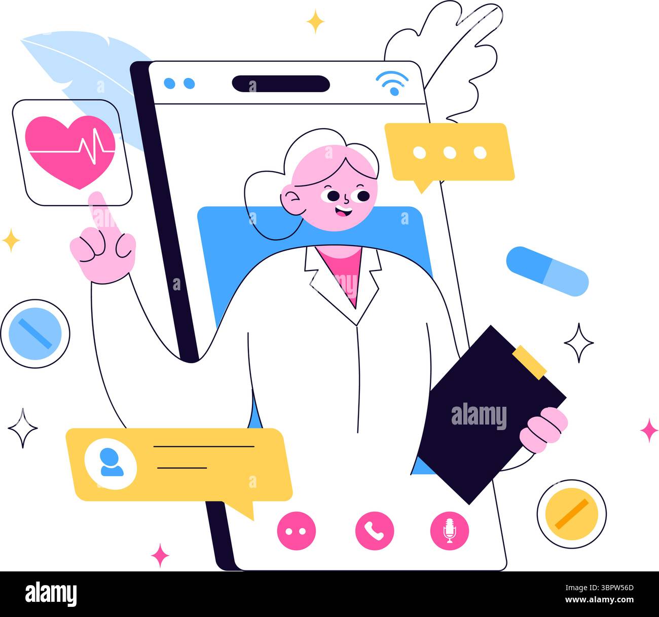 Telemedicine Illustration Featuring Healthcare Innovation with AI ...