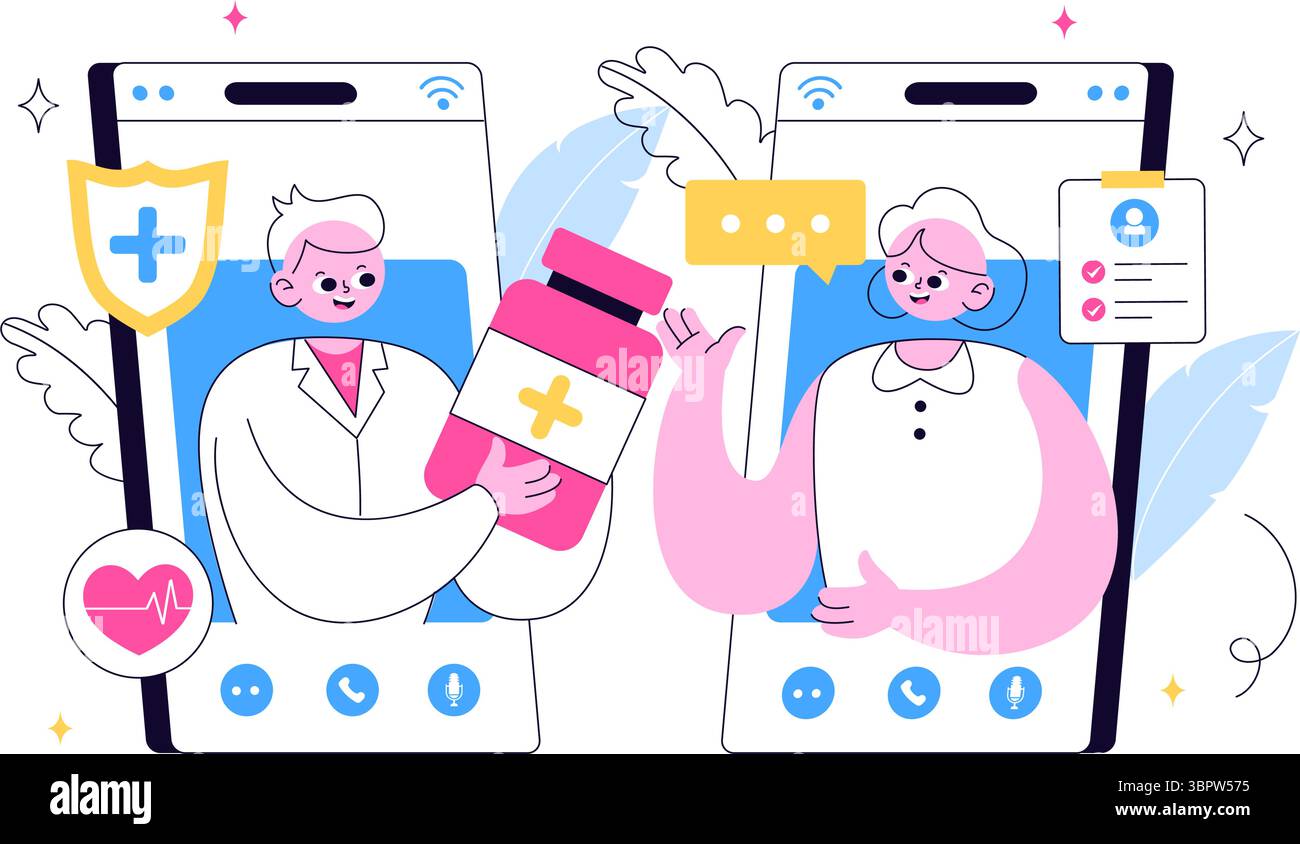 Telemedicine Illustration Featuring Healthcare Innovation with AI ...