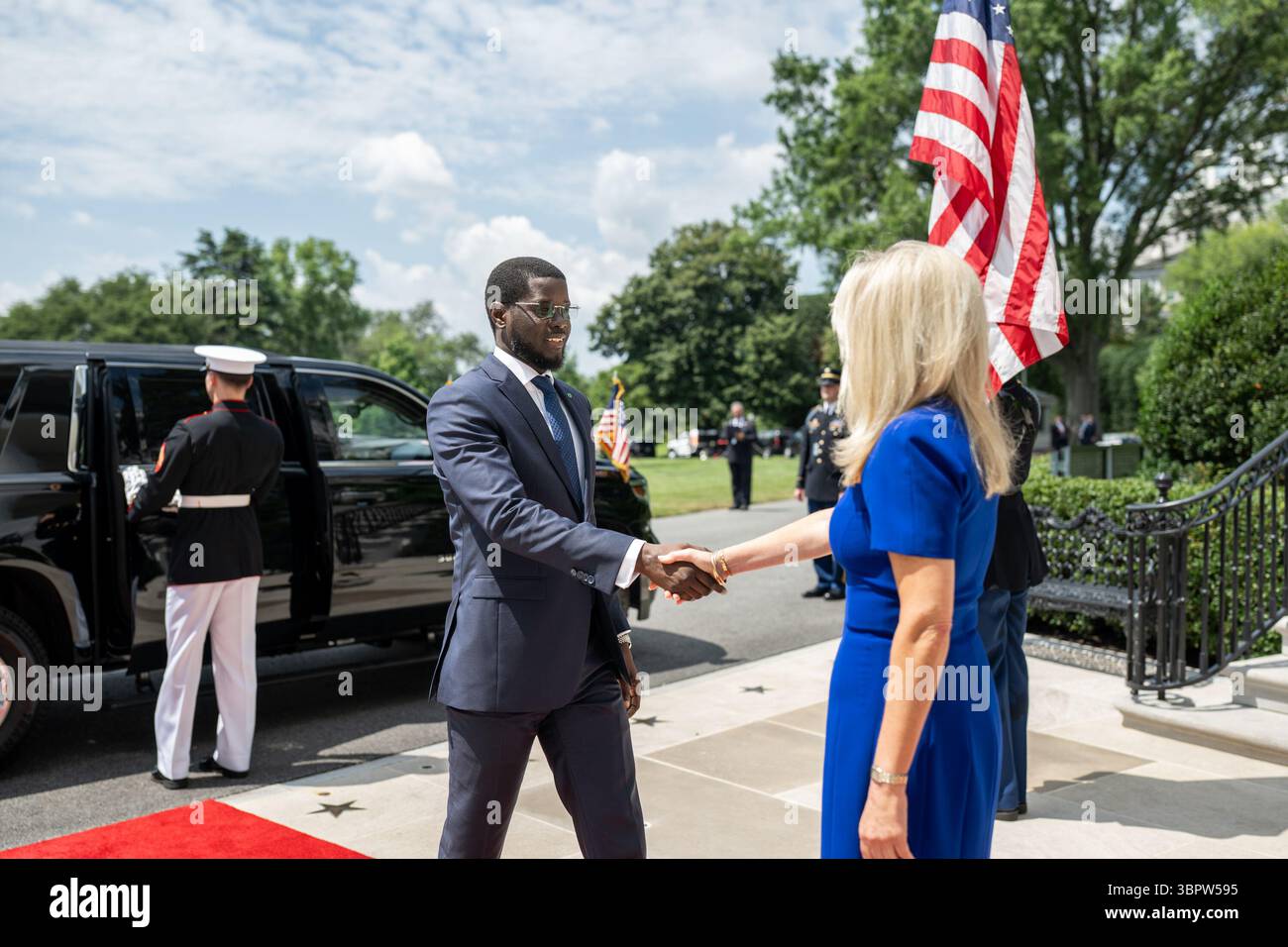 Chief of Protocol Monica Crowley greets President Bassirou Diomaye Faye ...