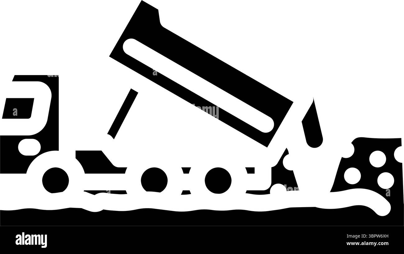 construction site soil dumping glyph icon vector illustration Stock ...