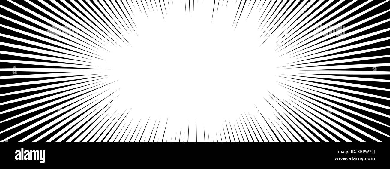 Comic speed line background. Cartoon book explosion effect. Black ...