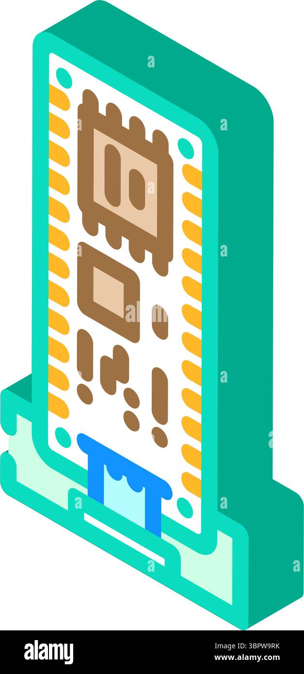 microcontroller connected board isometric icon vector illustration ...