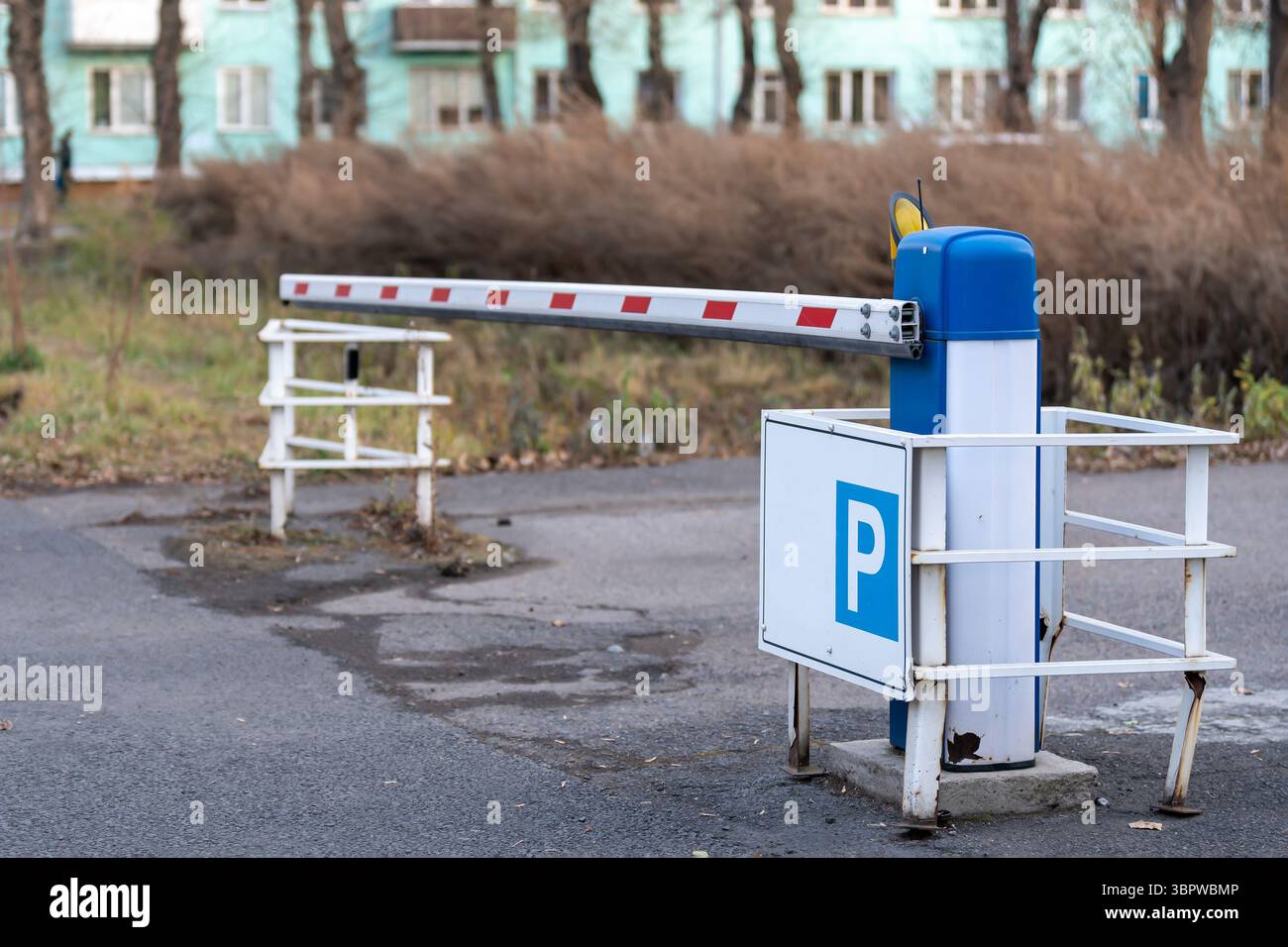 Automatic barrier for parking lot of private territory. Security ...