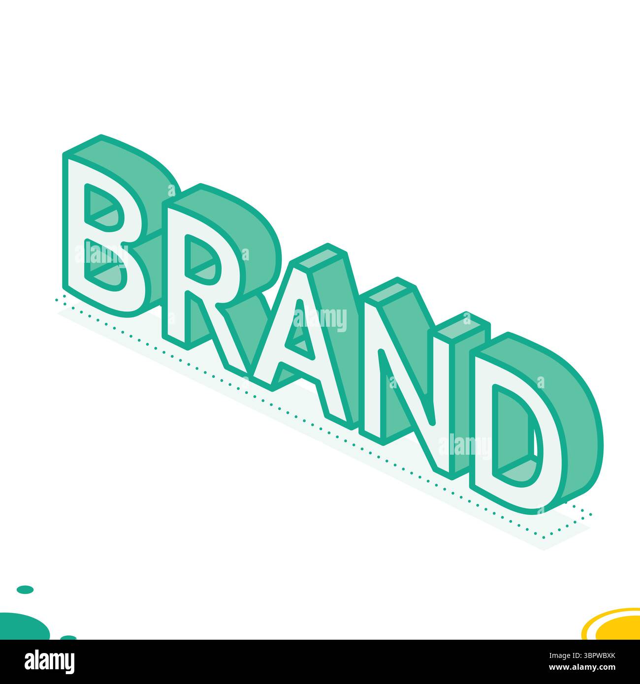 Brand. Isometric outline word. Concept of marketing, business identity ...