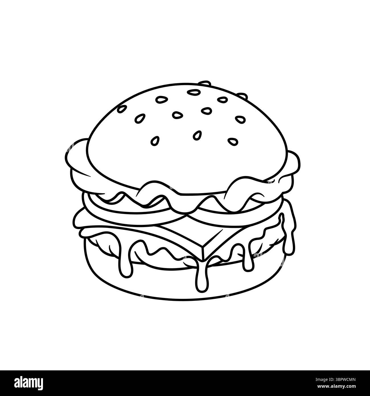 Coloring Page Burger for kids Vector Illustration Stock Vector Image ...