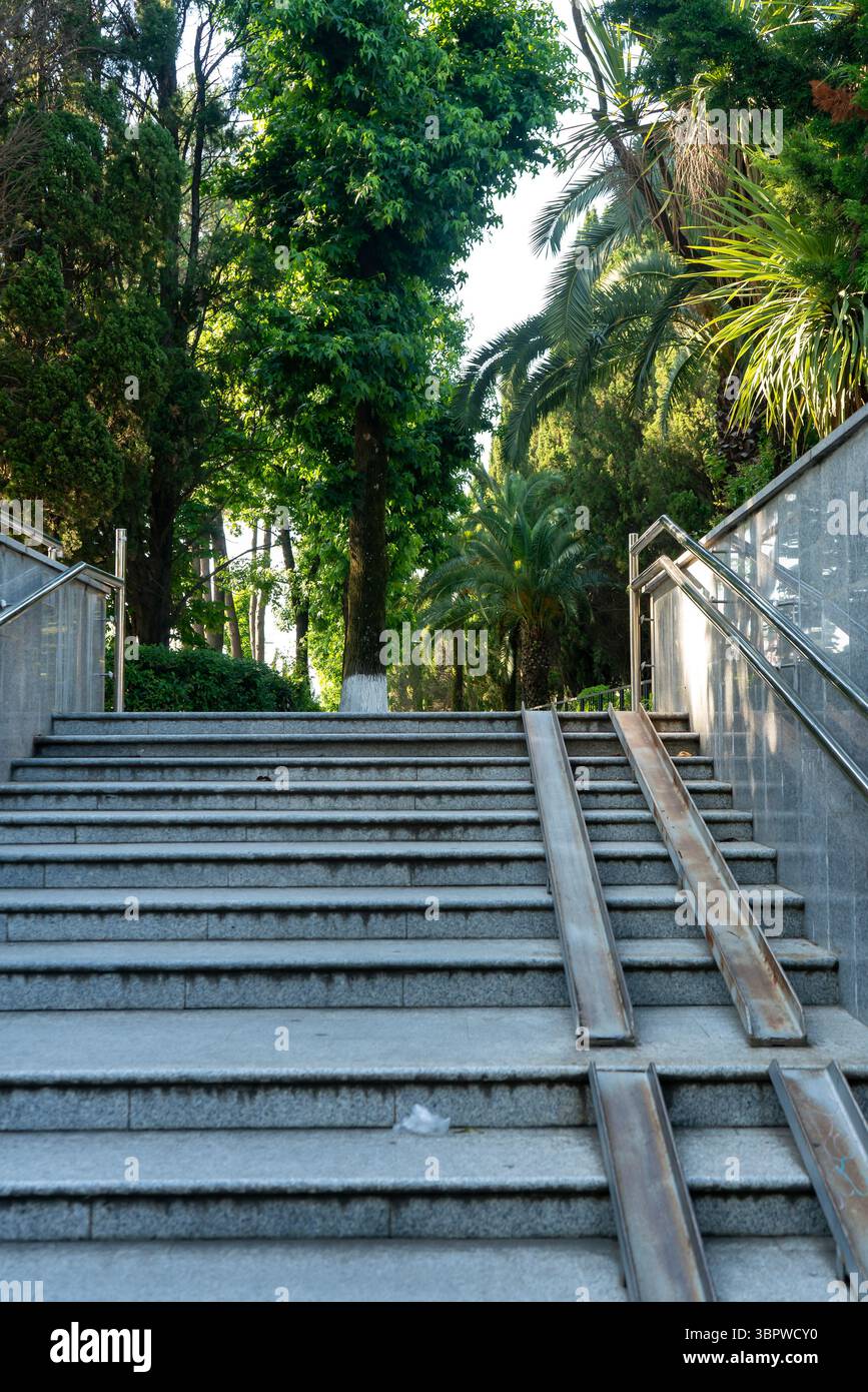 Concrete stairs of an underground passage in a summer city Stock Photo ...