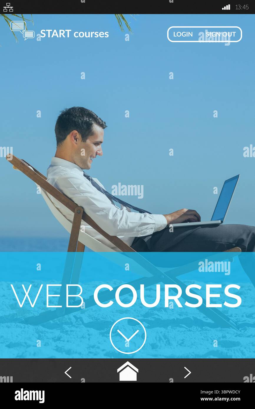 Businessman learning on the beach Stock Photo - Alamy