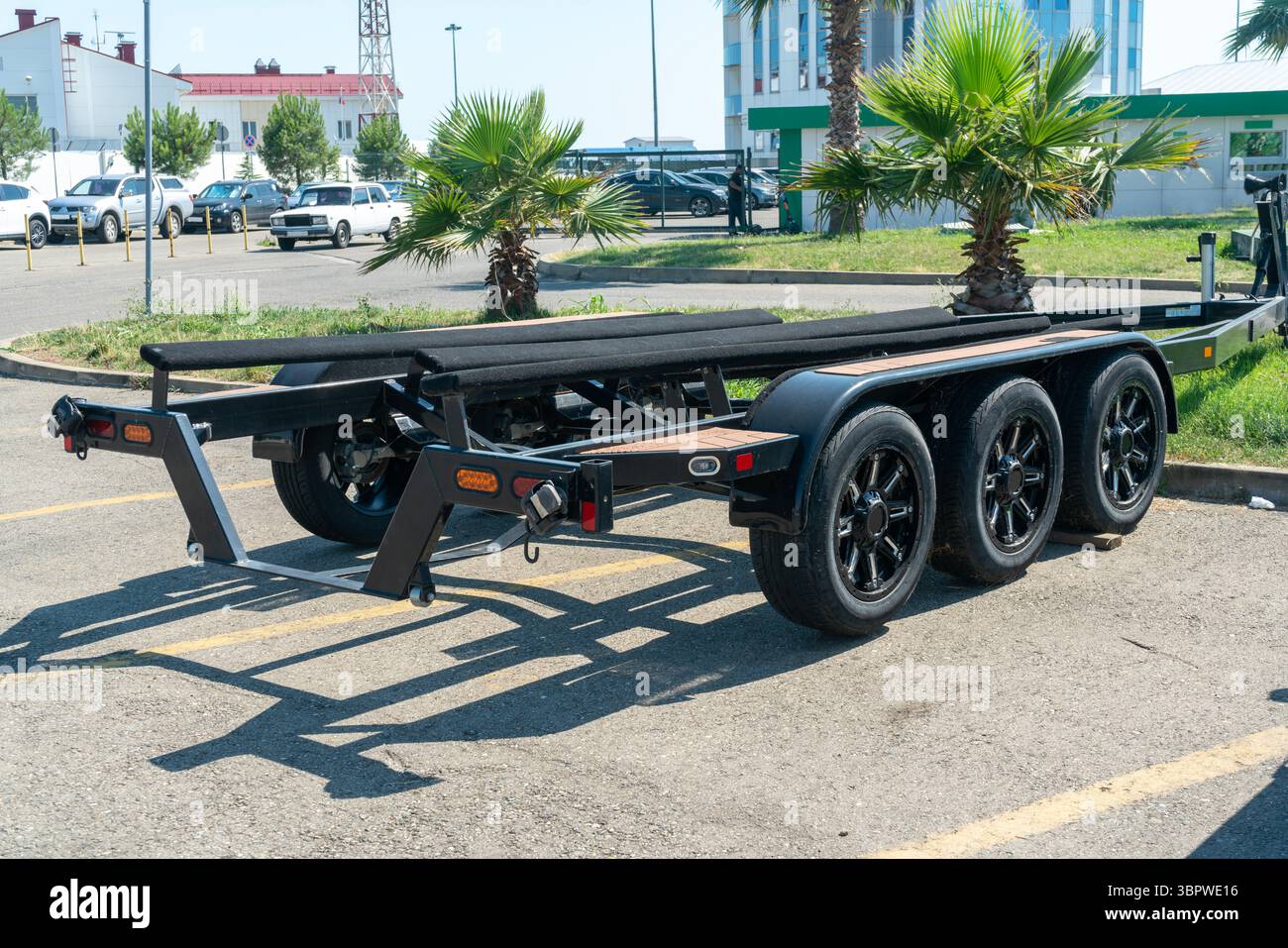 Trailer trolley for transporting boats and motorboats. Boat trailer in ...