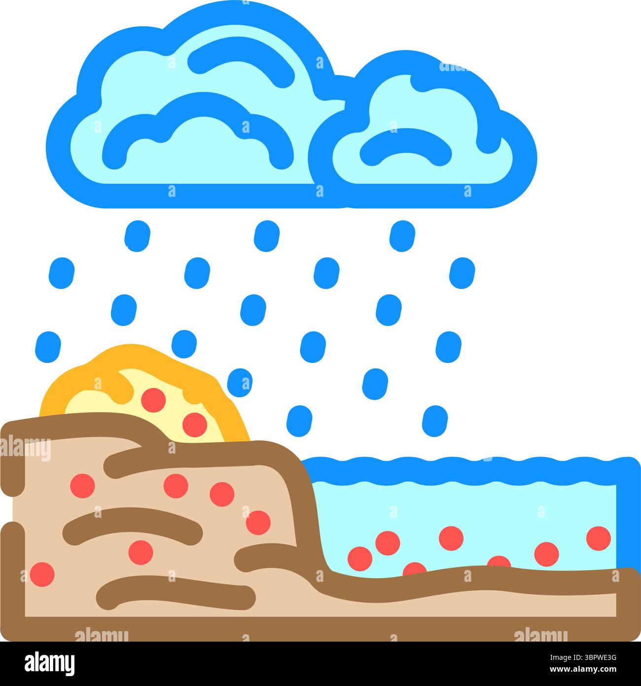 copper zinc runoff river system after heavy rainfall color icon vector illustration Stock Vector ...