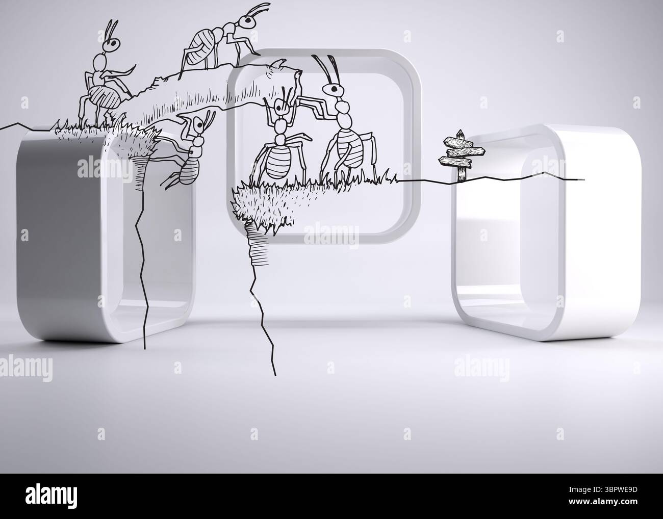 Working ants on abstract background Stock Photo - Alamy