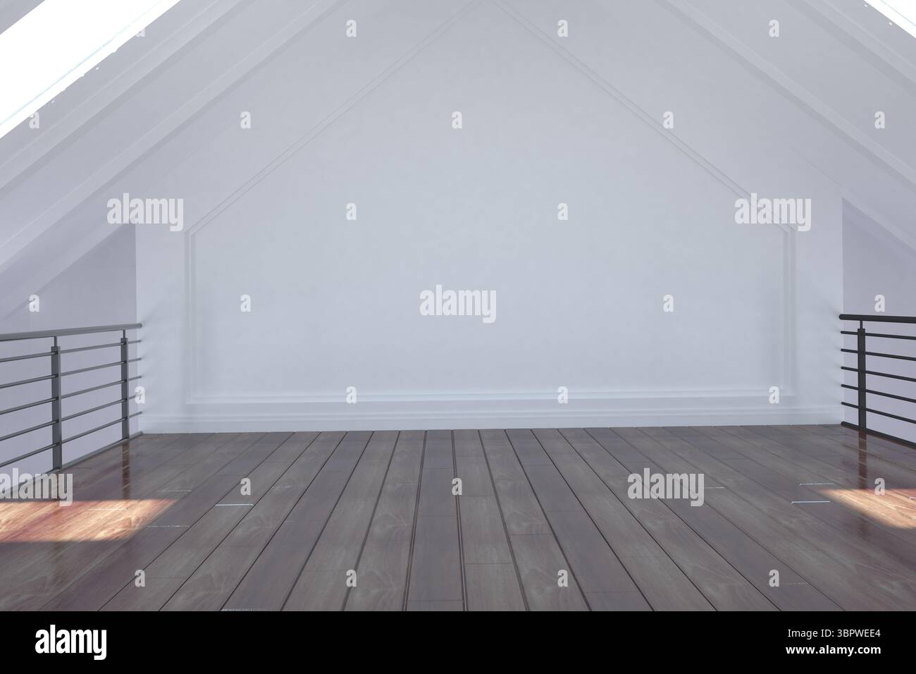 Flat design illustration is showing empty loft featuring floorboards ...