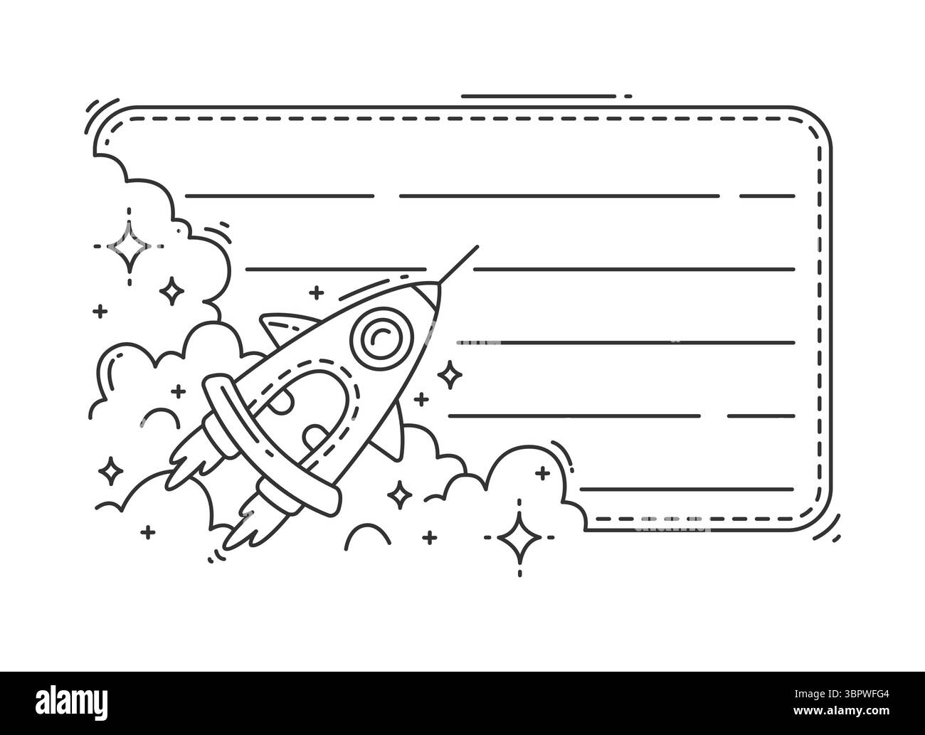 Galaxy space stars, planets and rockets kids memo note frame sticker ...
