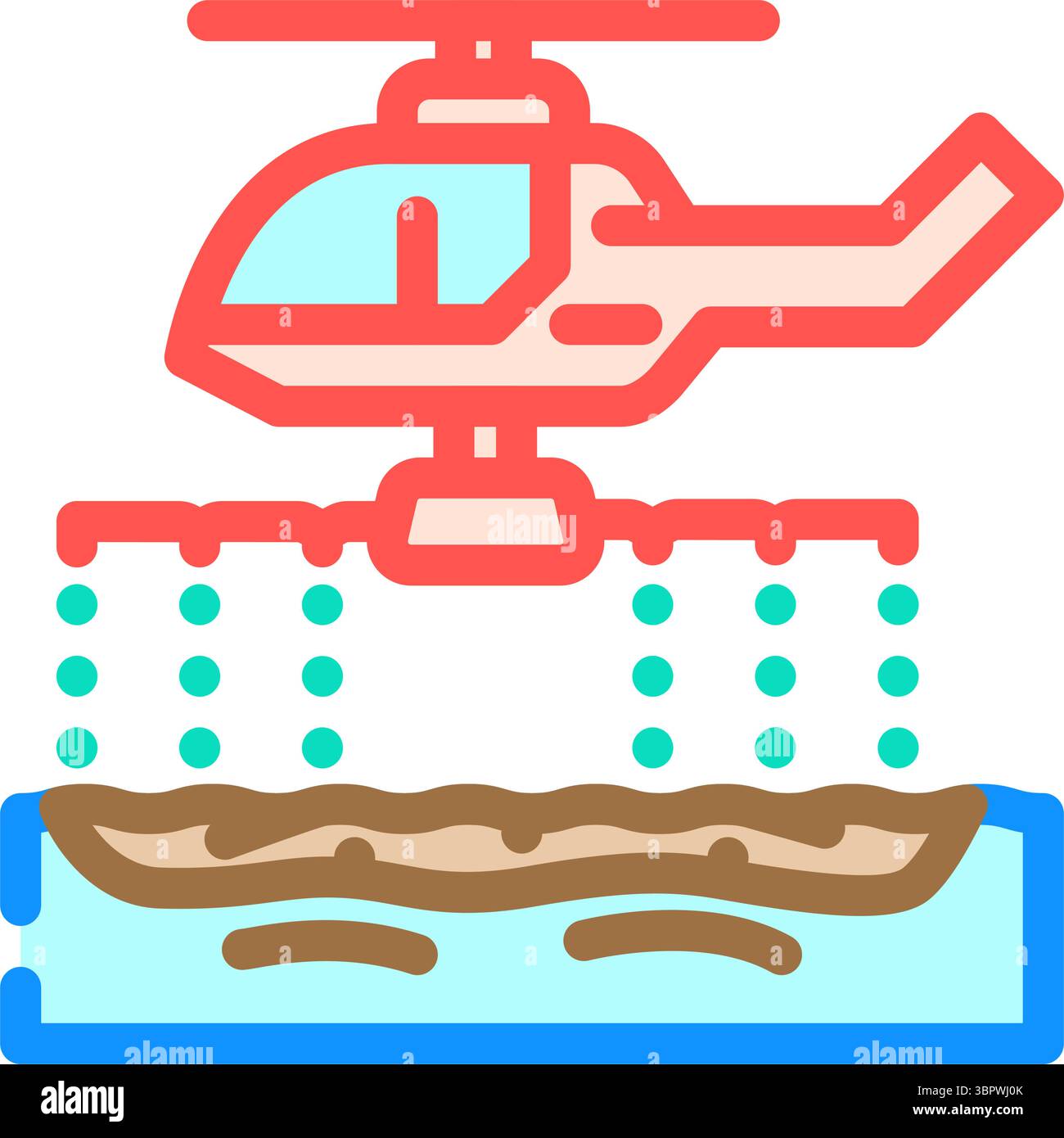 helicopter spraying dispersants oil spill color icon vector ...