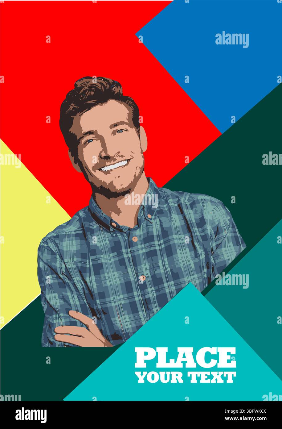 Man standing against yellow background Stock Vector Images - Alamy