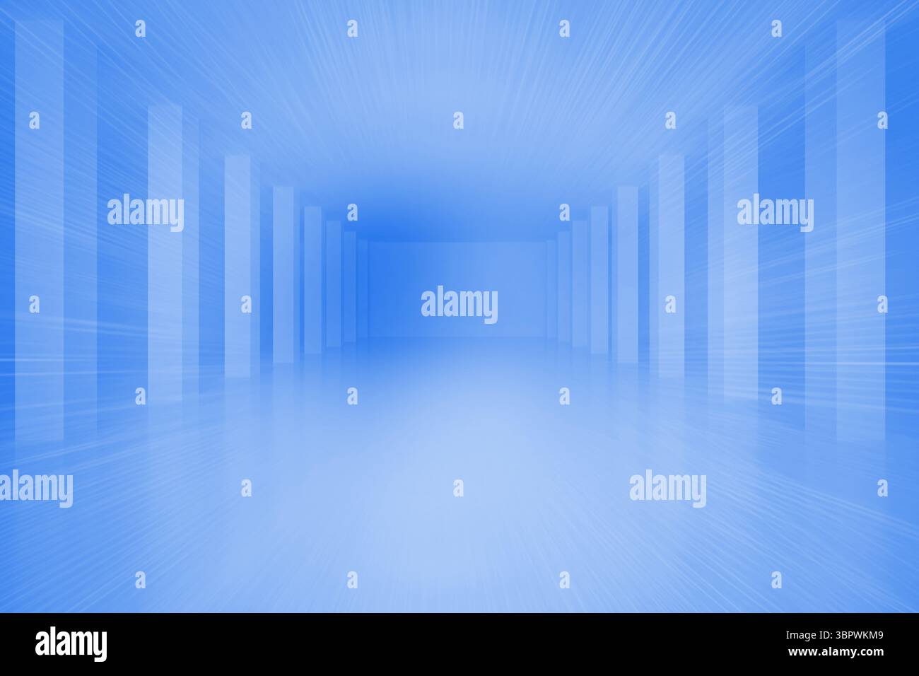 Abstract blue digital corridor is unfolding in flat design, featuring ...