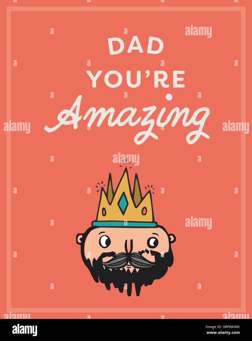 Image of dad you're amazing text with king's face on pink background ...
