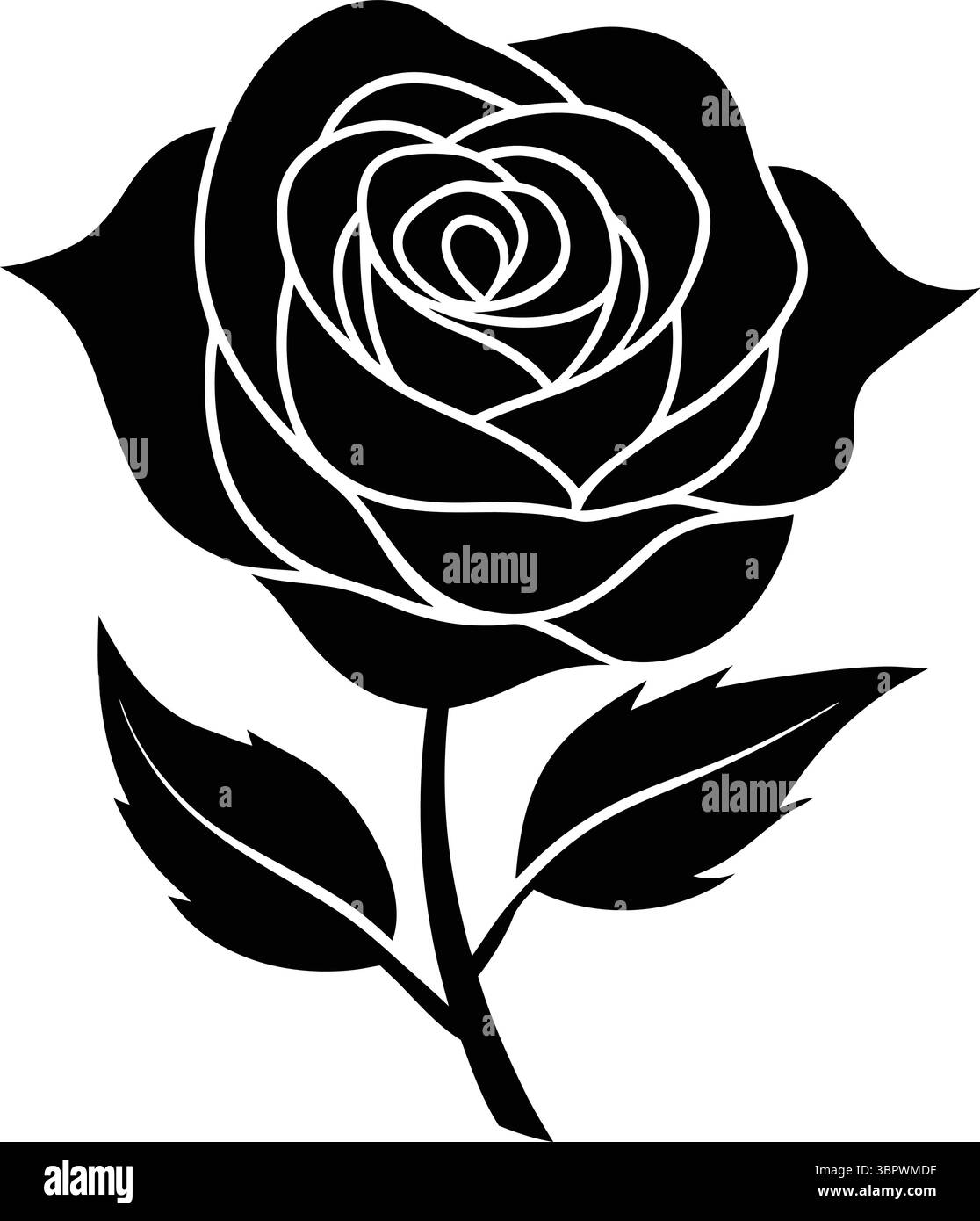 Elegant Silhouette Rose: A Dramatic, Vector Floral Illustration for ...