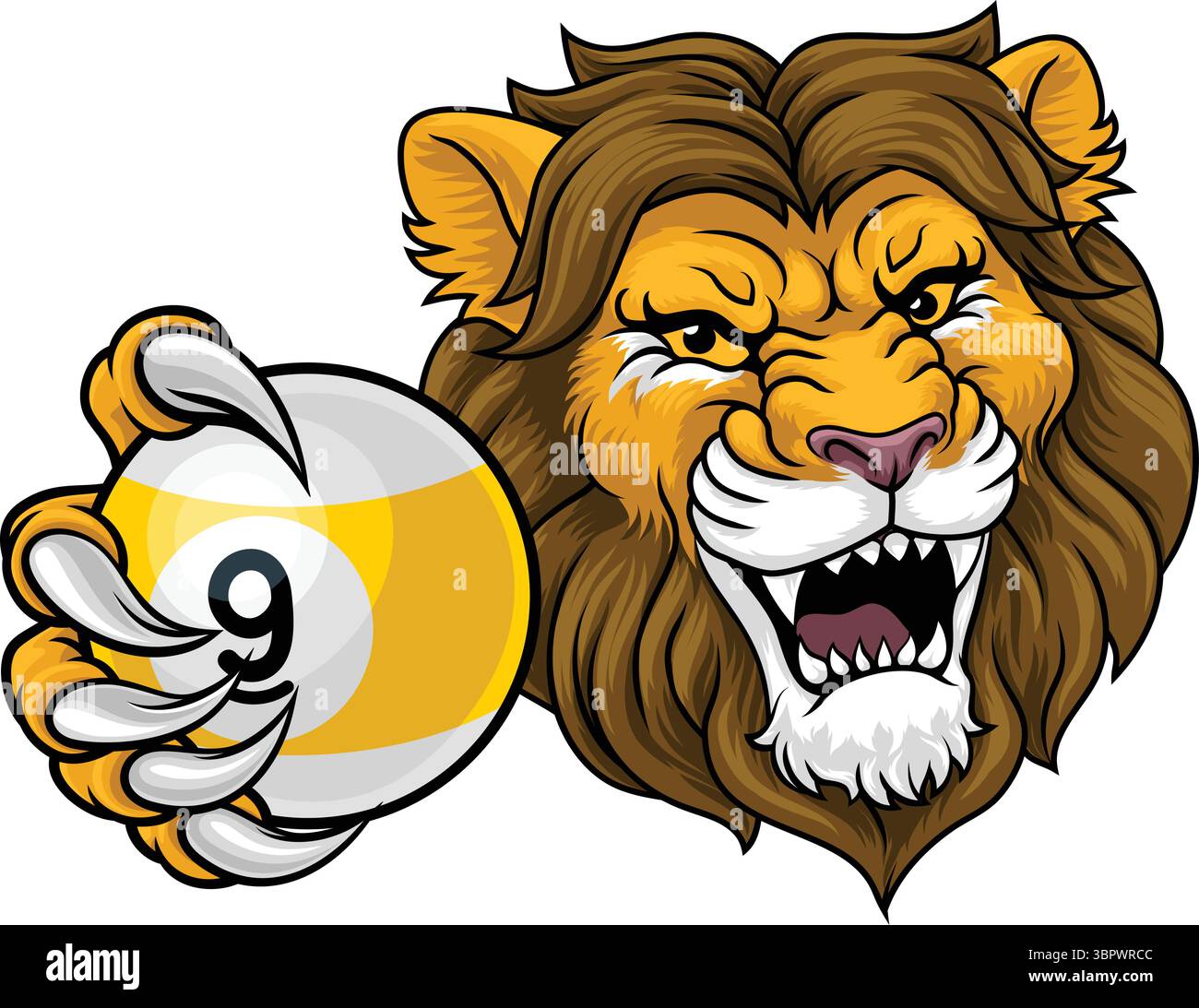 Lion and 9 Ball Nine Ball Pool Cartoon Mascot Stock Vector Image & Art ...