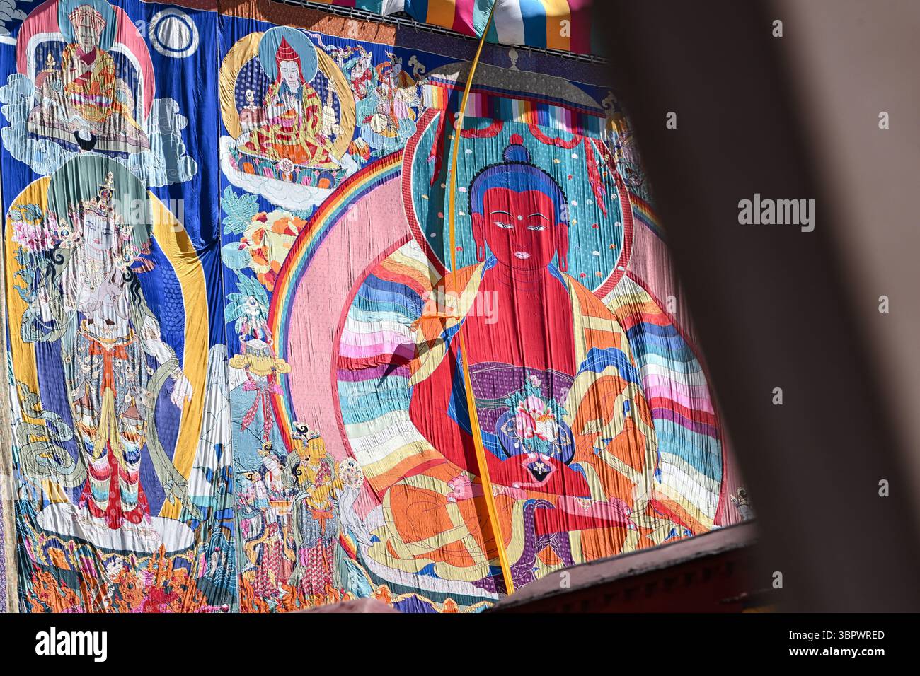 The giant tangka buddha statue of amitabha buddha hi-res stock ...
