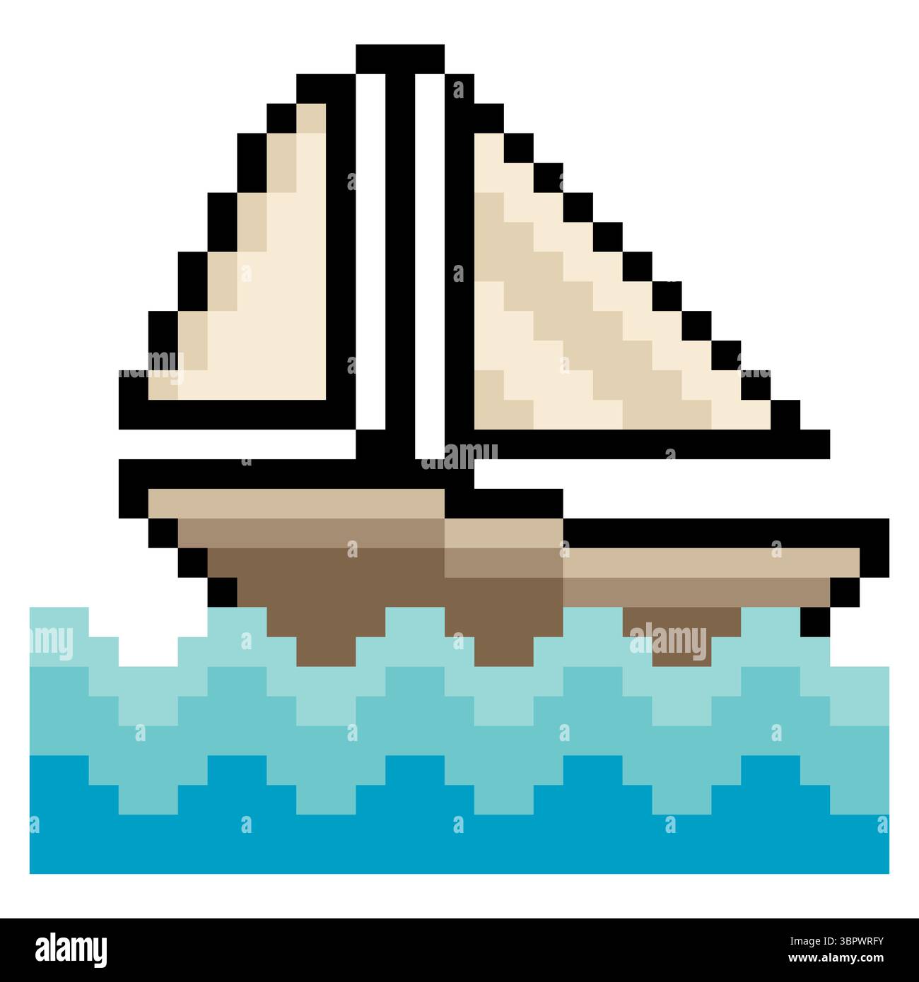 Sailboat in pixel art style isolated on white background Stock Vector ...