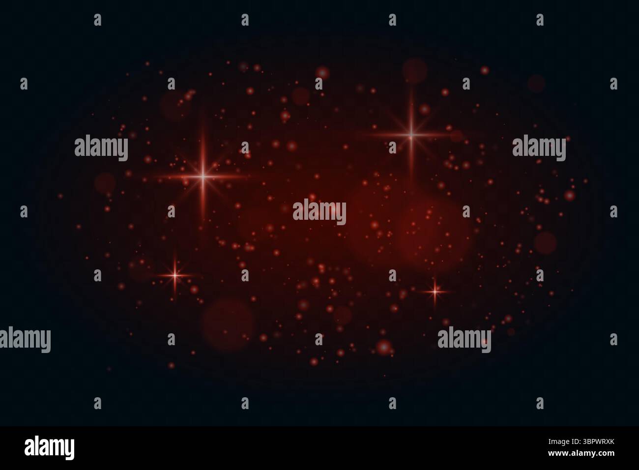 Sparkling particles with red glow and soft light flares on dark ...