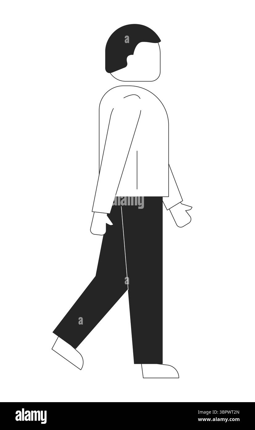 Faceless man walking side view 2D line character Stock Vector Image ...