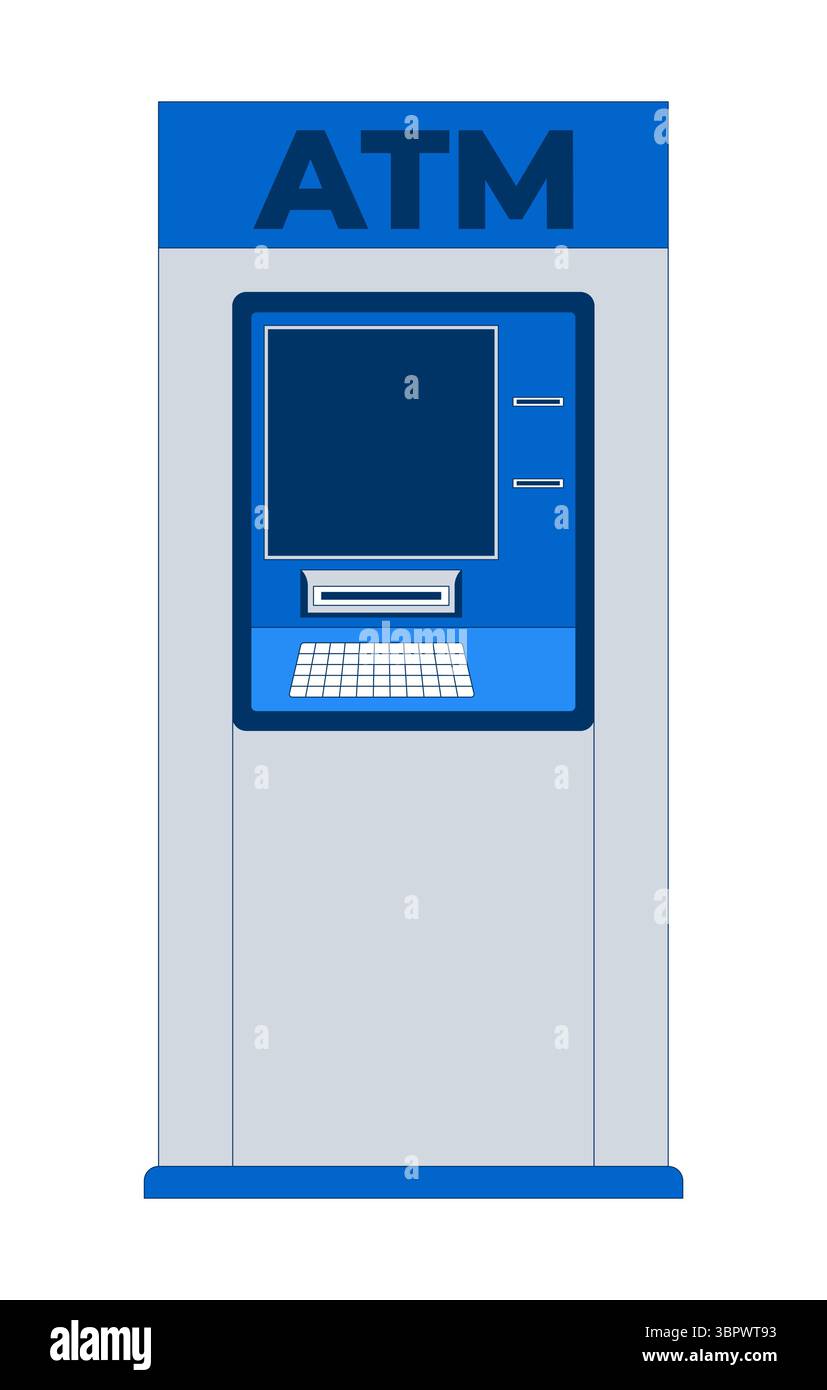 Modern automated teller machine front view 2D cartoon object Stock ...