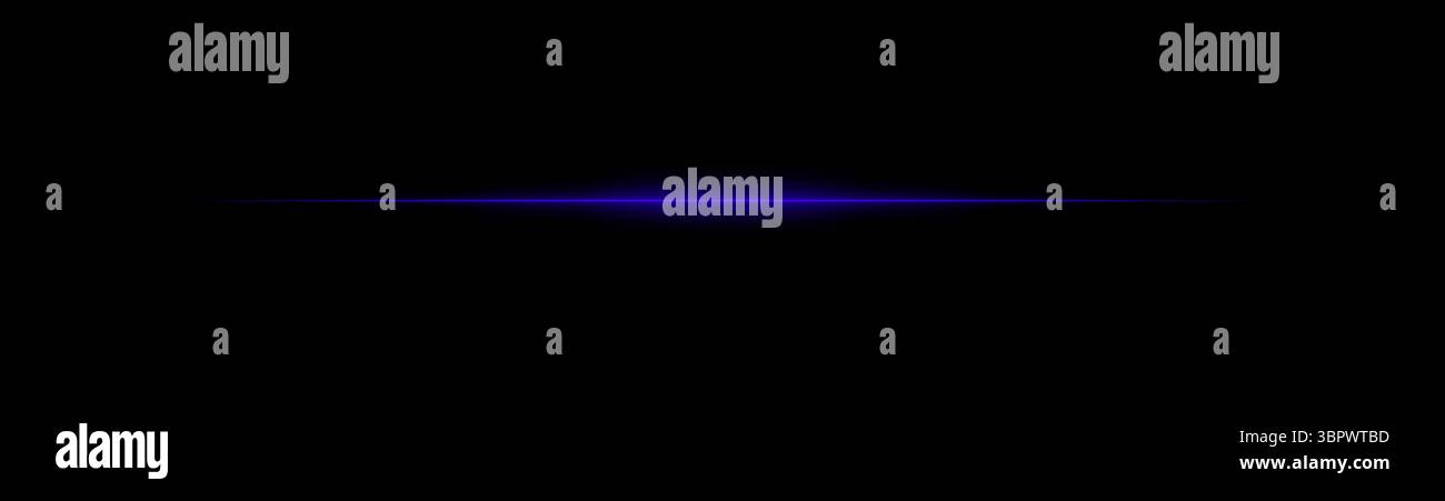 Thin Blue laser beam across dark background with glowing center ...