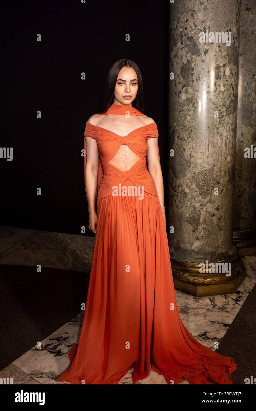 Sofia Carson attends the Elie Saab Haute Couture Fall Winter 2025-2026 show, as part of Paris ...
