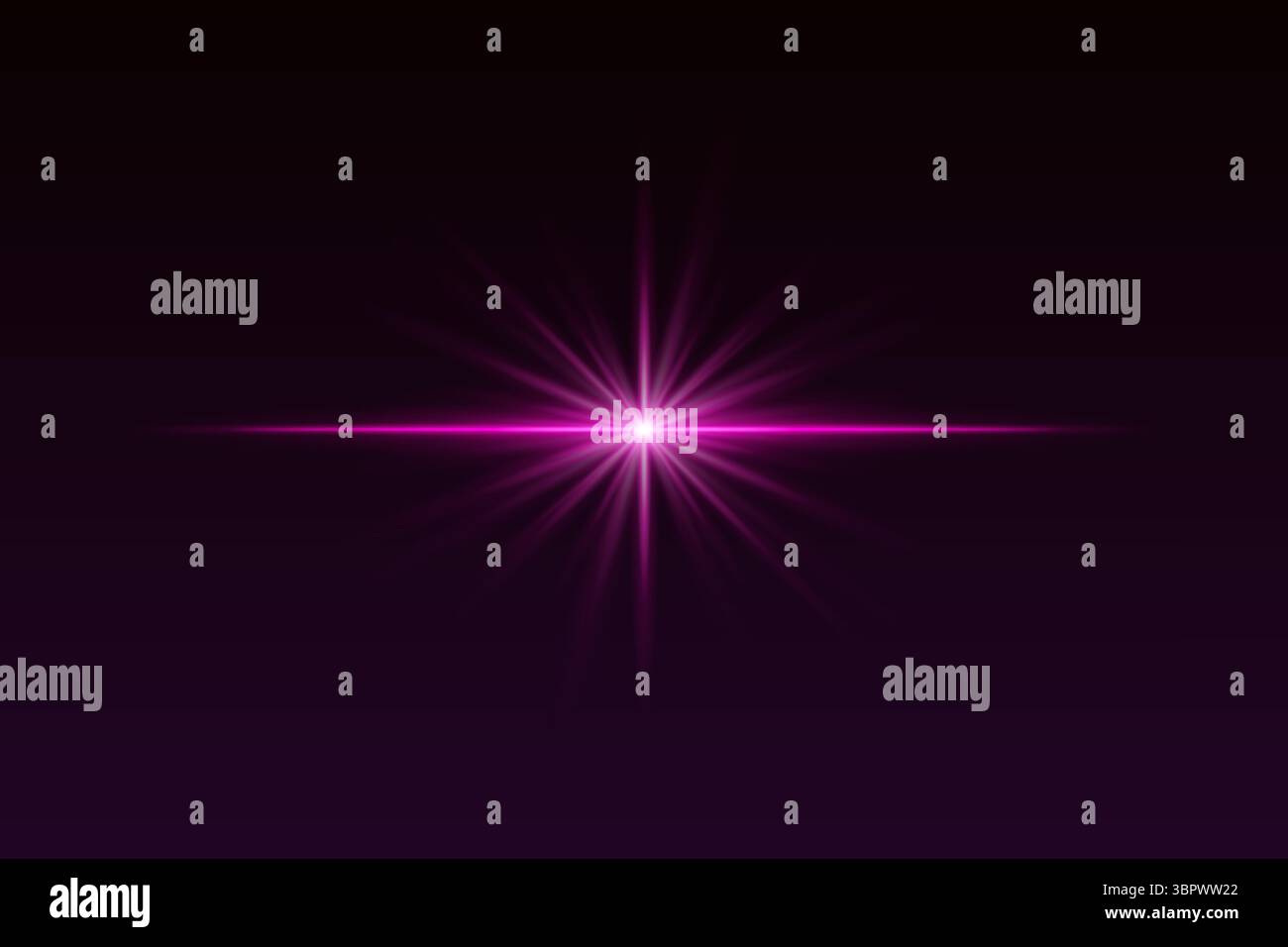 Purple starburst light with sharp rays and glow effect. Radiating flare ...