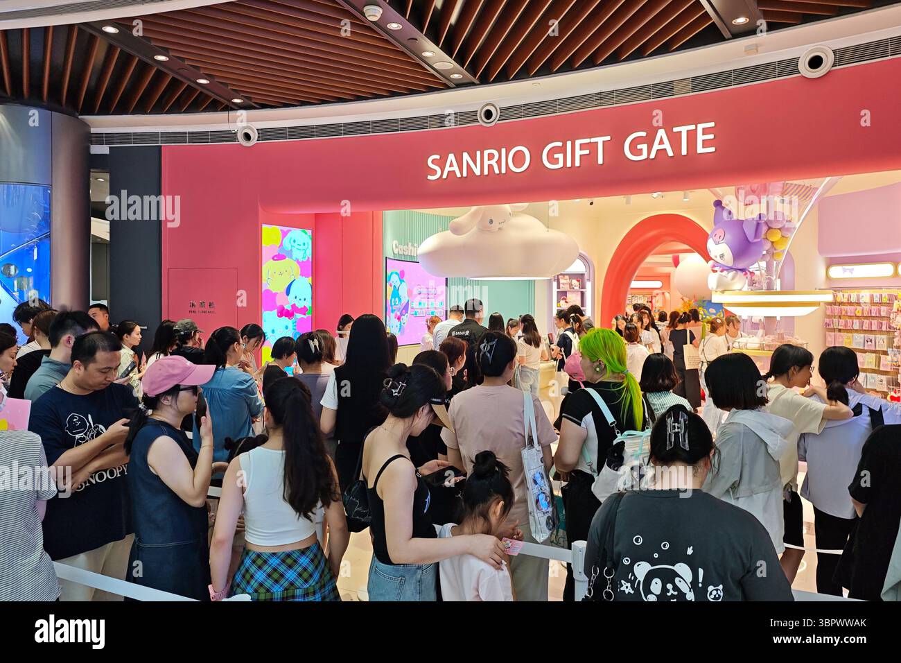 Customers queue up for shopping at Sanrio Gift Gate in Shanghai, China ...