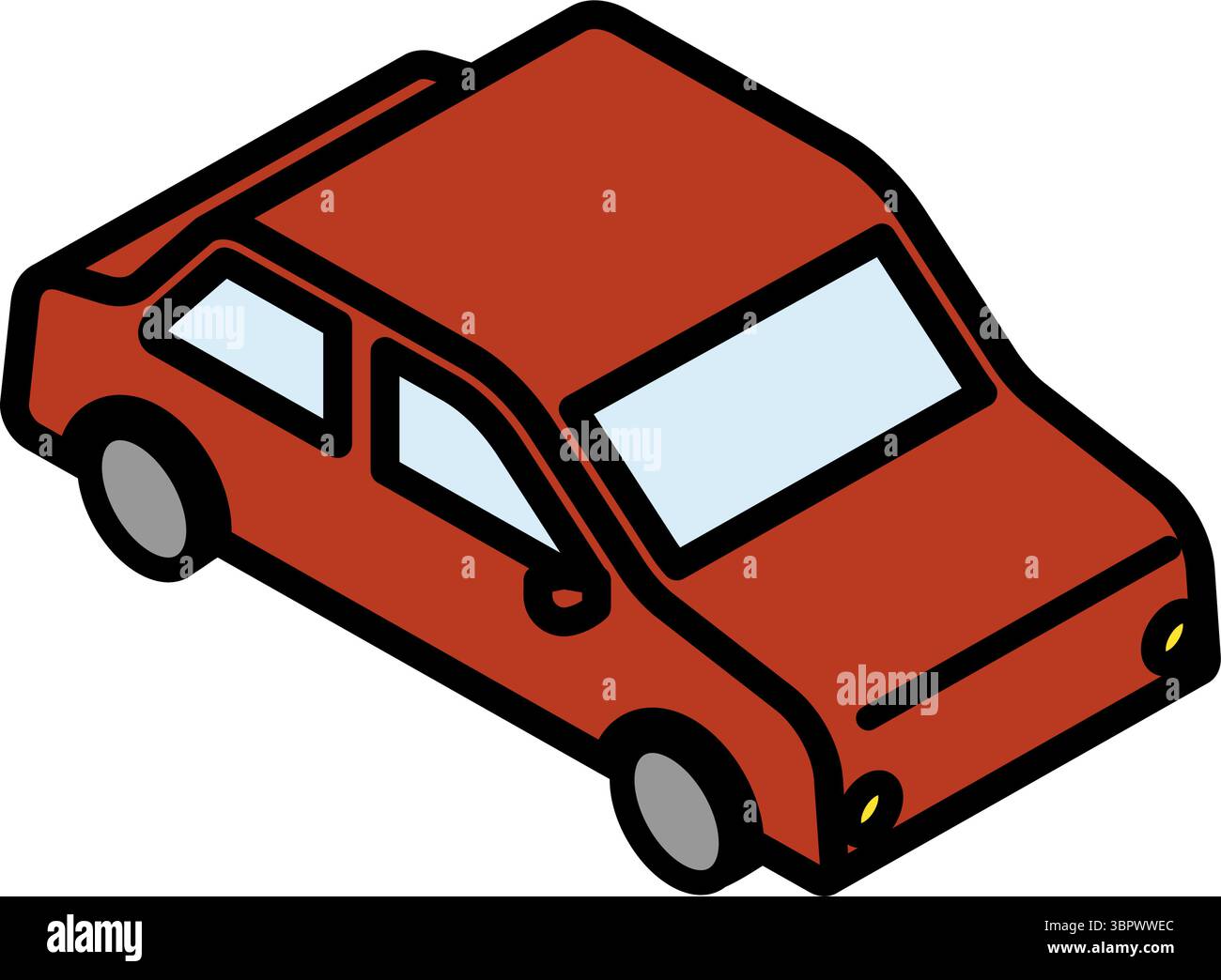 Isometric illustration of a simple line drawing of a car (sedan ...