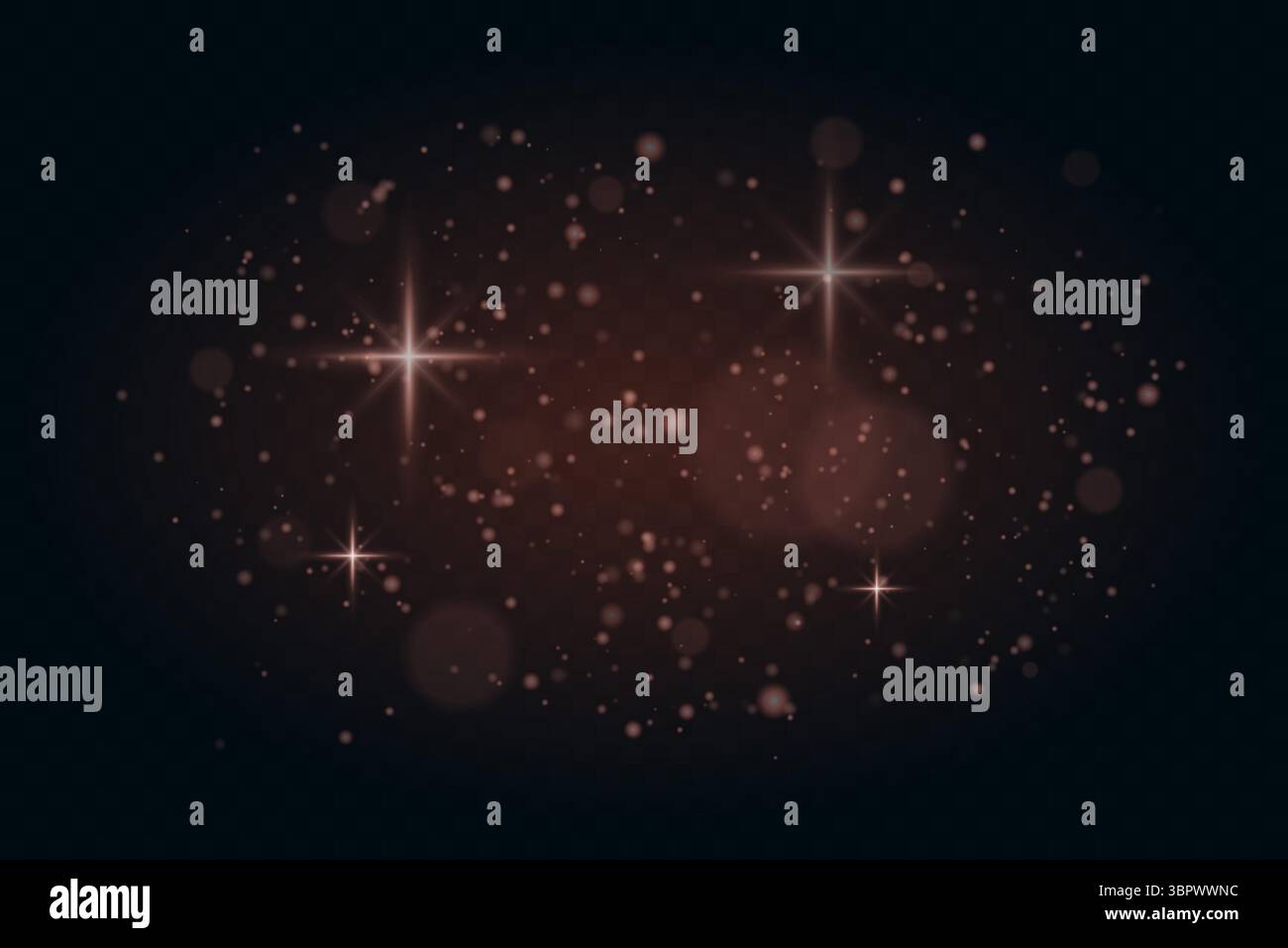 Sparkling particles with red glow and soft light flares on dark ...