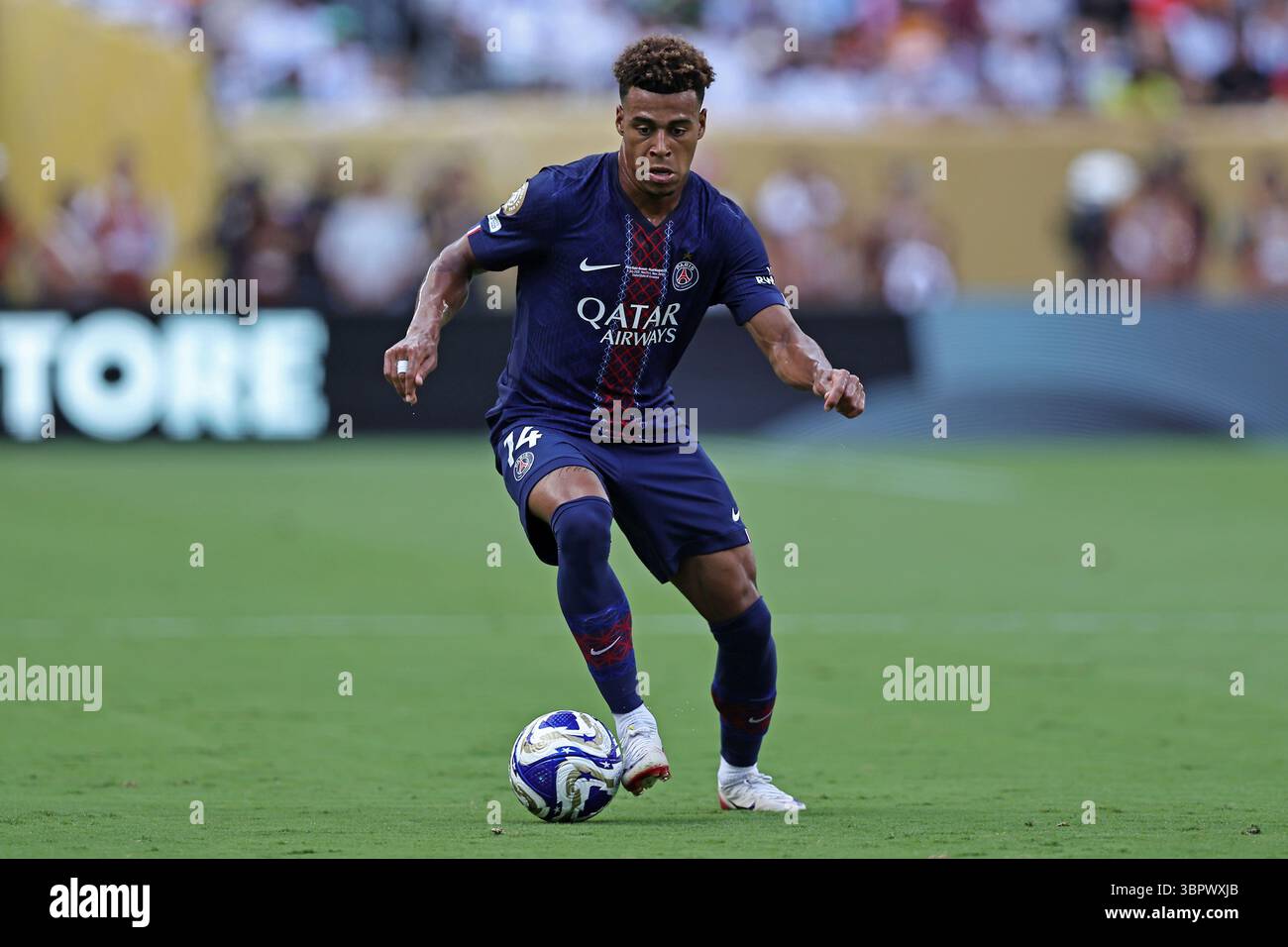 9th July 2025; East Rutherford, NJ, USA: Desire Doue of PSG runs with ...