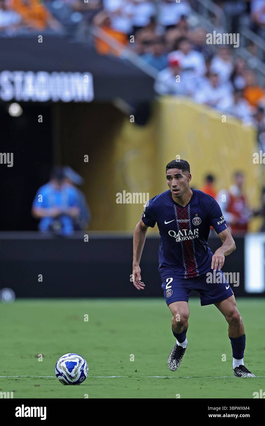 9th July 2025; East Rutherford, NJ, USA: Achraf Hakimi of PSG runs with ...