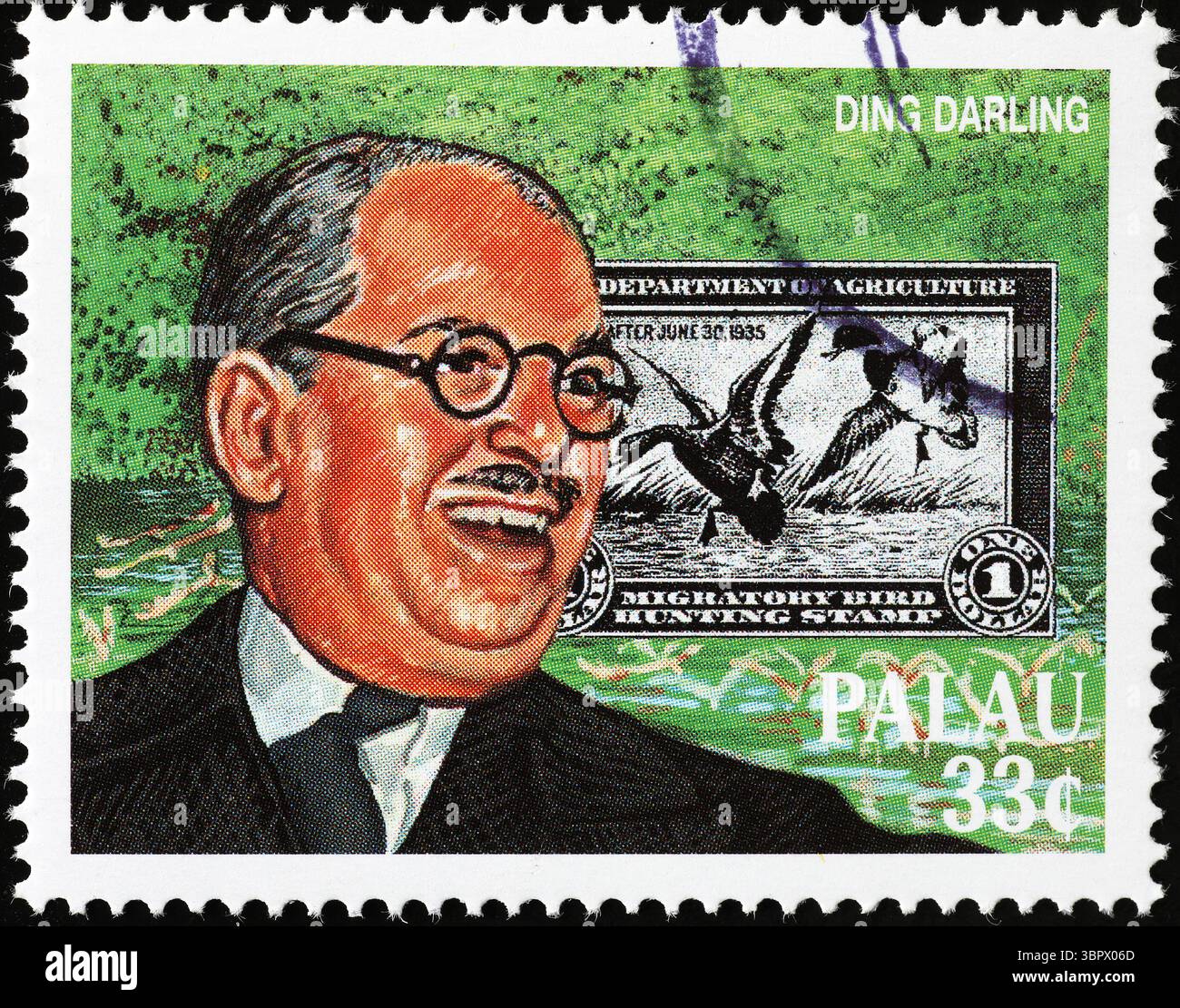 American conservationist Ding Darling on stamp from Palau Stock Photo ...