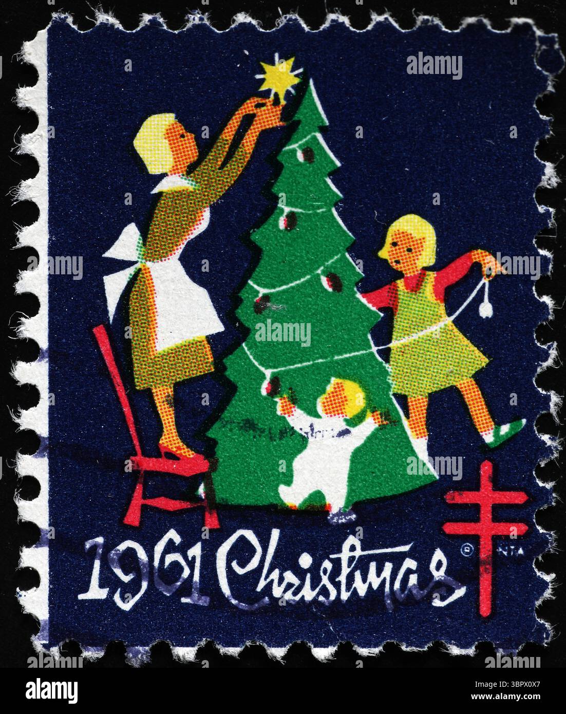 Christmas of 1957 celebrated on US postage stamp Stock Photo - Alamy